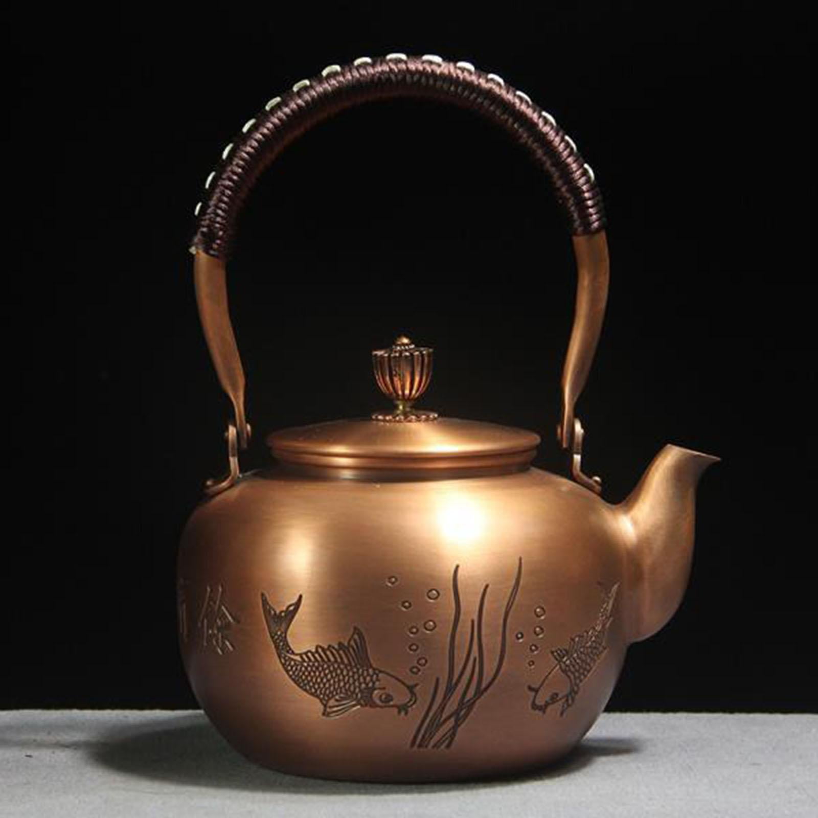 Fancyes Copper Teapot Boiling Water Pot Retro Handmade Kung Fu Teapot ...