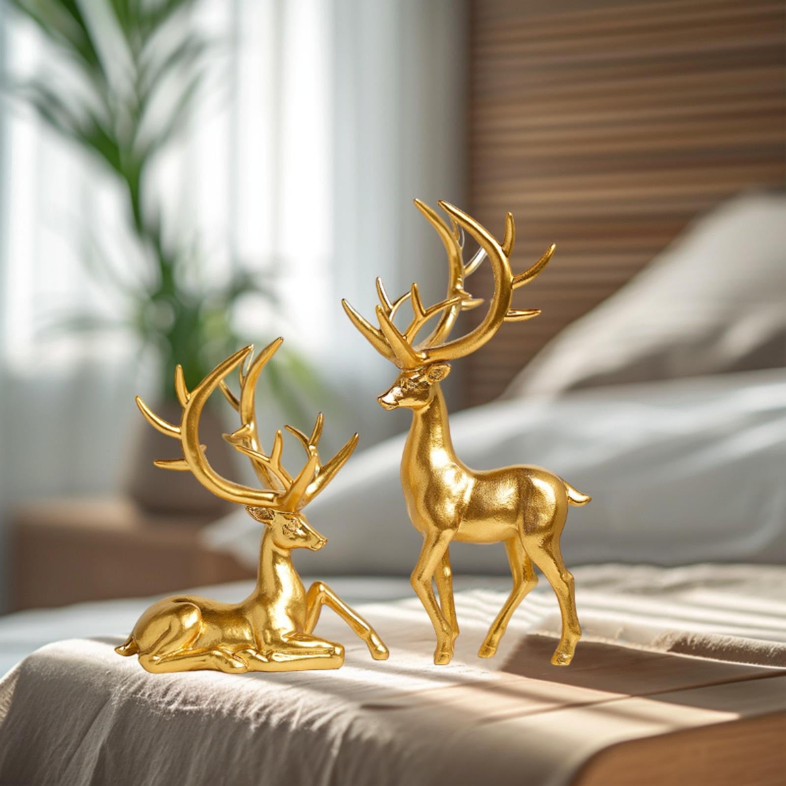 Fancyes Couple Deer Statues Decorative Sculptures Elegant Collection ...