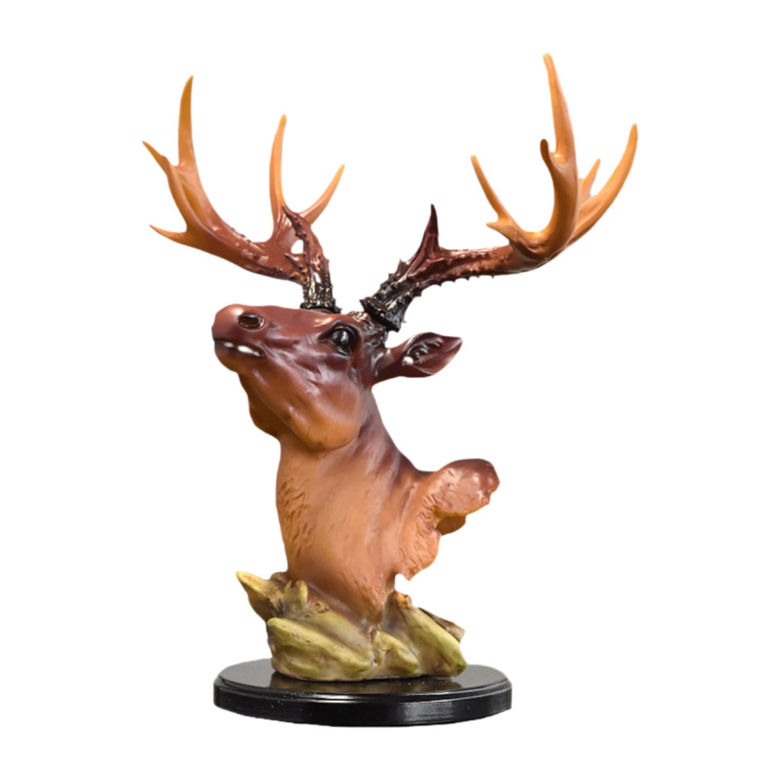 Fancyes Deer Head Statue Animal Sculpture Resin Decorative Figurine ...