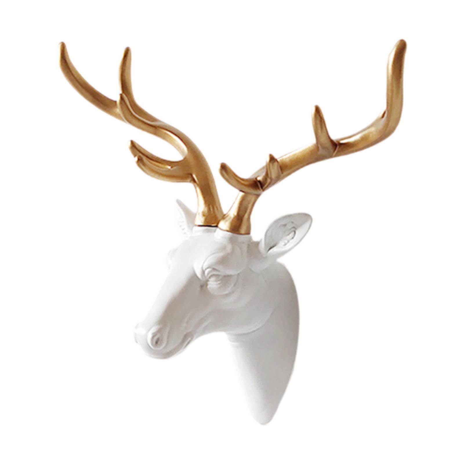 Fancyes Deer Head Wall Hanging Ornament Resin Statue Birthday Gift ...