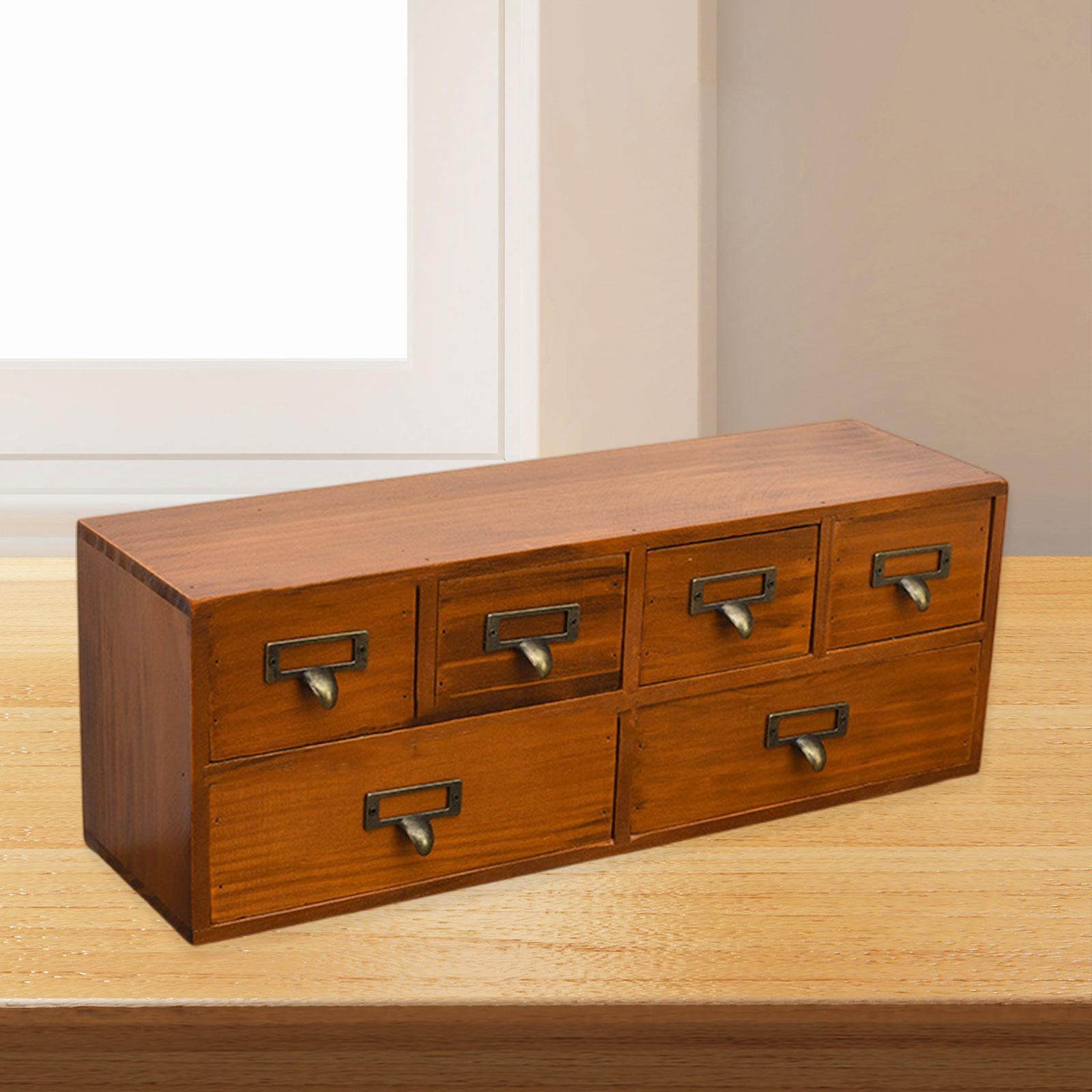 Fancyes Desktop Storage Cabinet Wood 6 Drawer Metal Handle Sturdy ...