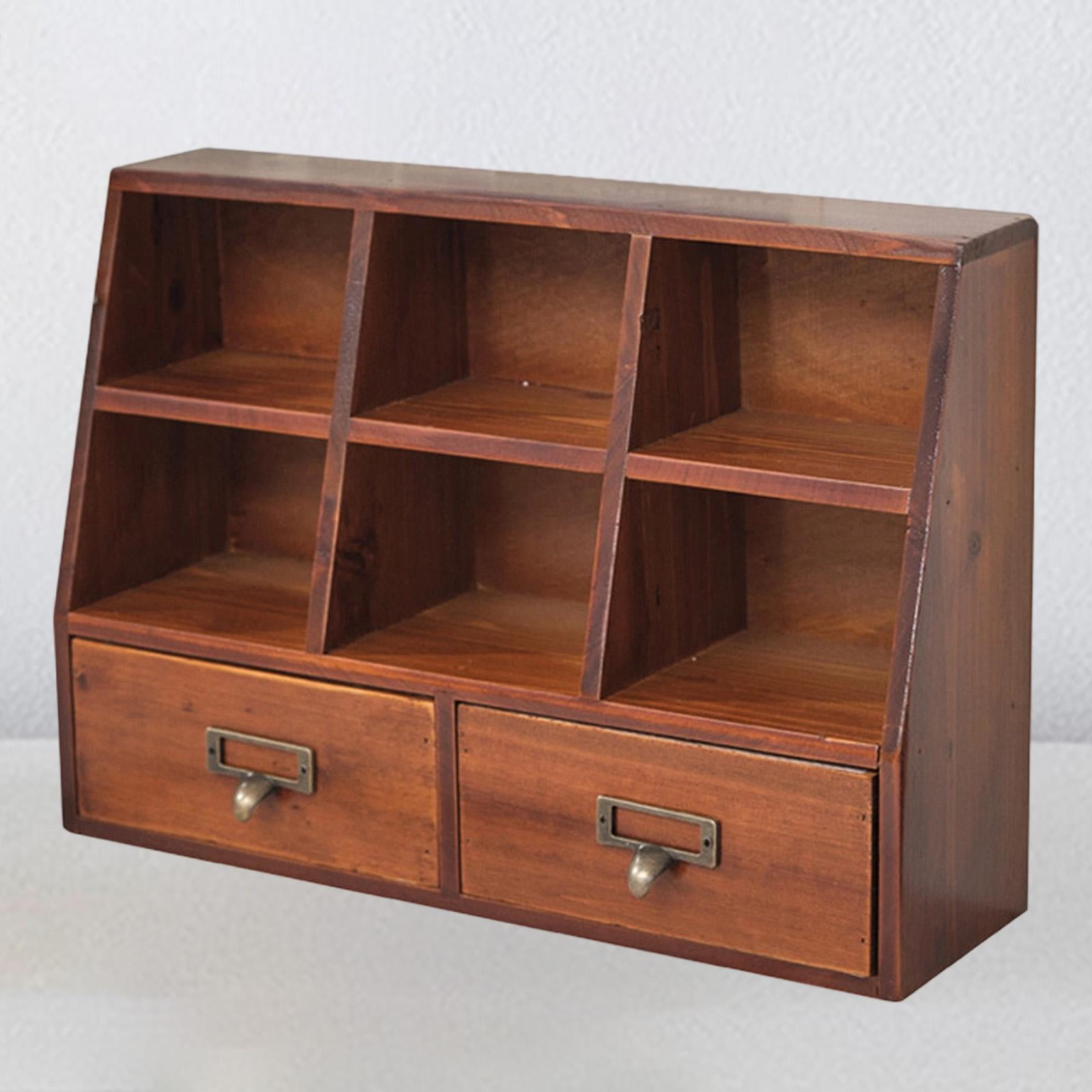 Fancyes Desktop Storage Cabinet Wooden Display Shelf Skincare Organizer ...