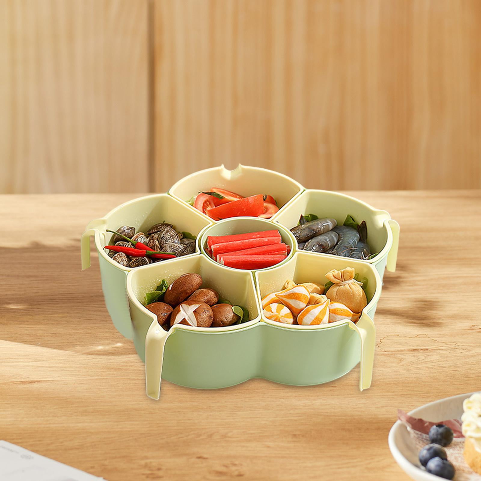 Fancyes Divided Serving Tray 360 degree Rotating Vegetable Platter for ...