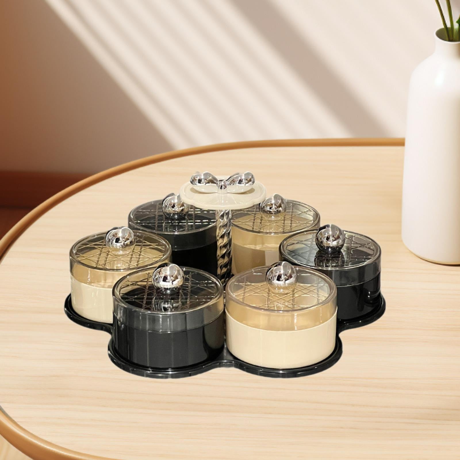 Fancyes Divided Serving Tray Rotatable 6 Grids with Lid Snack Platter ...