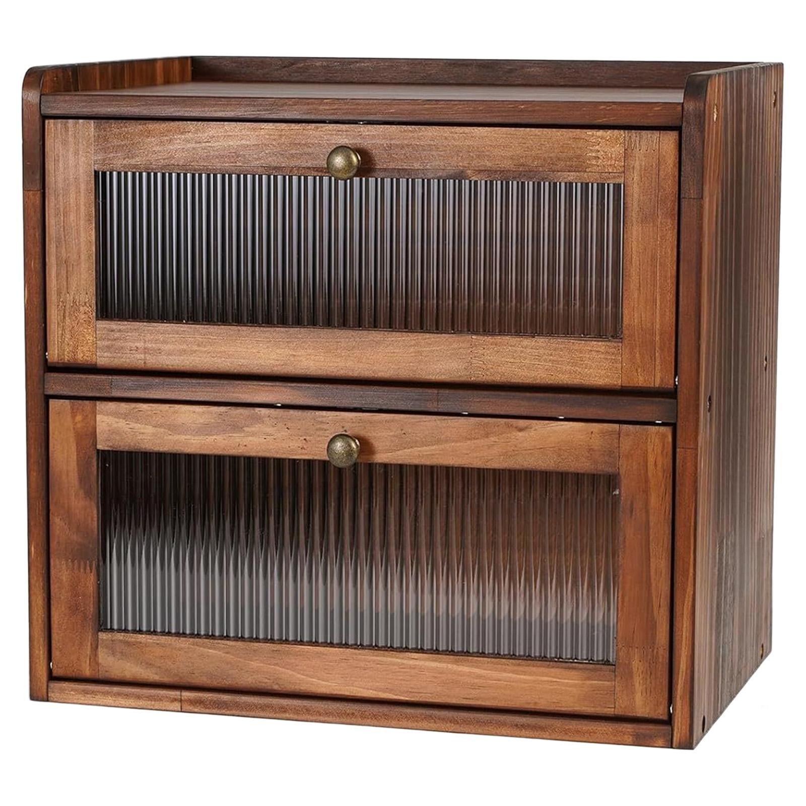 Fancyes Double Layer Bread Box for Kitchen Countertop Farmhouse ...