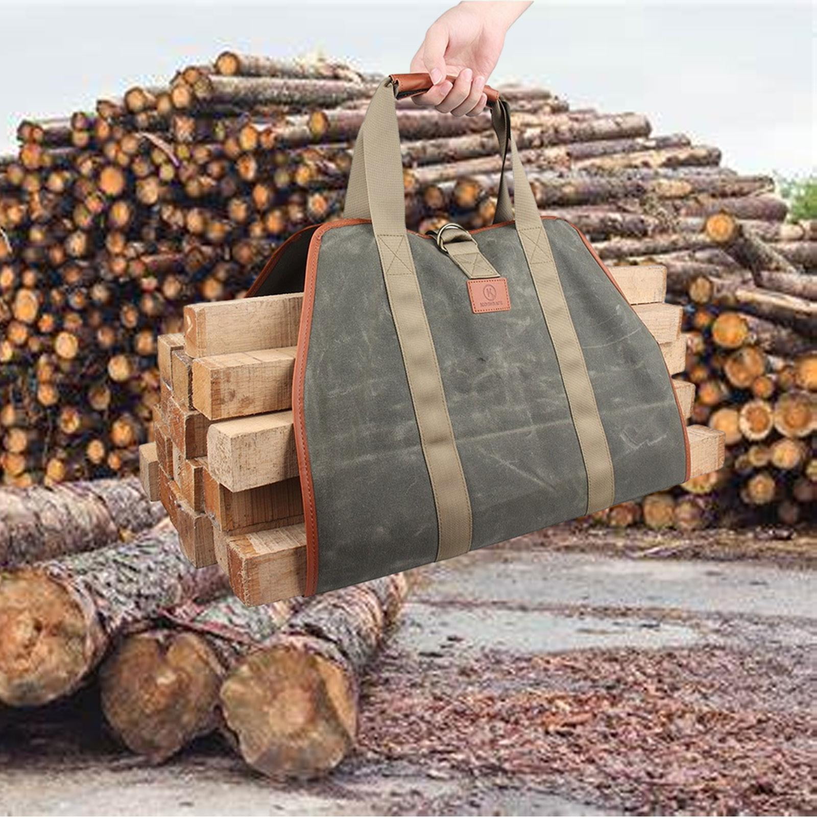 Fancyes Firewood Carrier Canvas Log Storage Tote Sturdy Portable Wood ...