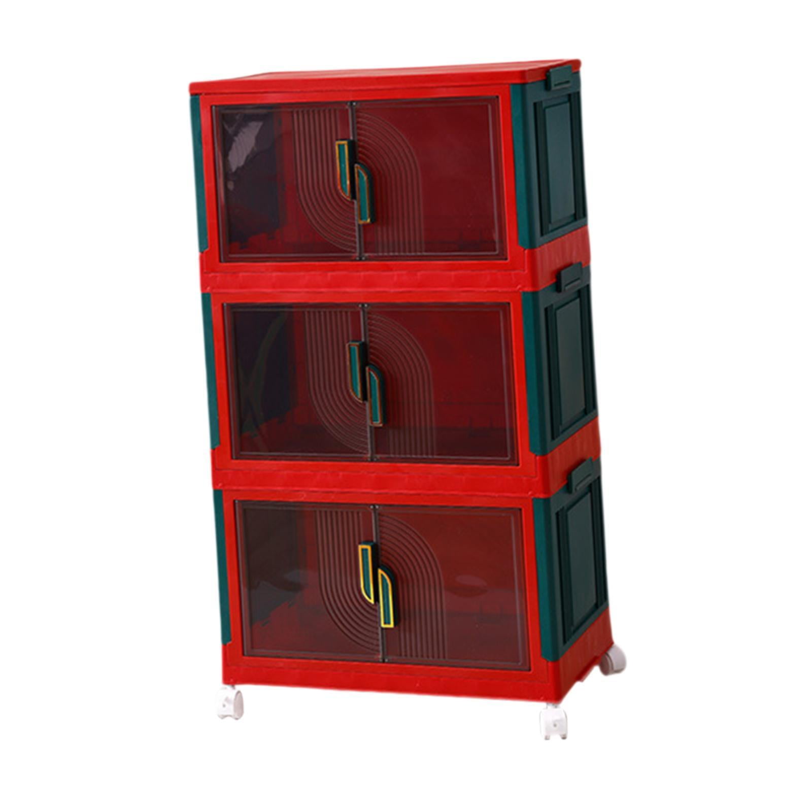 Fancyes Foldable Storage Cabinet Folding Storage Boxes with Wheels Easy ...