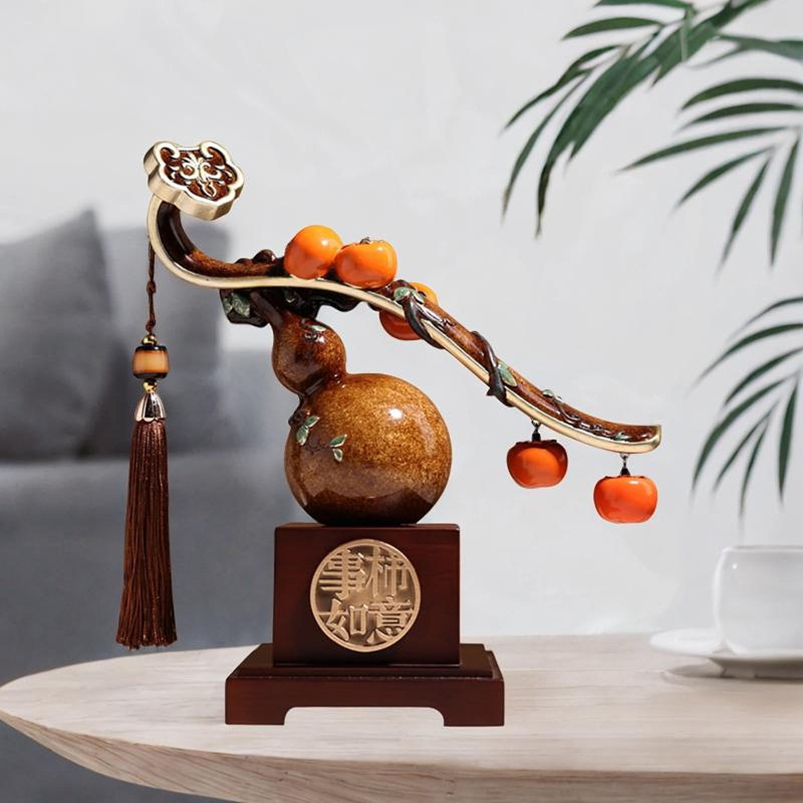 Fancyes Gourd Figurine Blessing Sculpture Lucky Persimmon Resin Statue ...