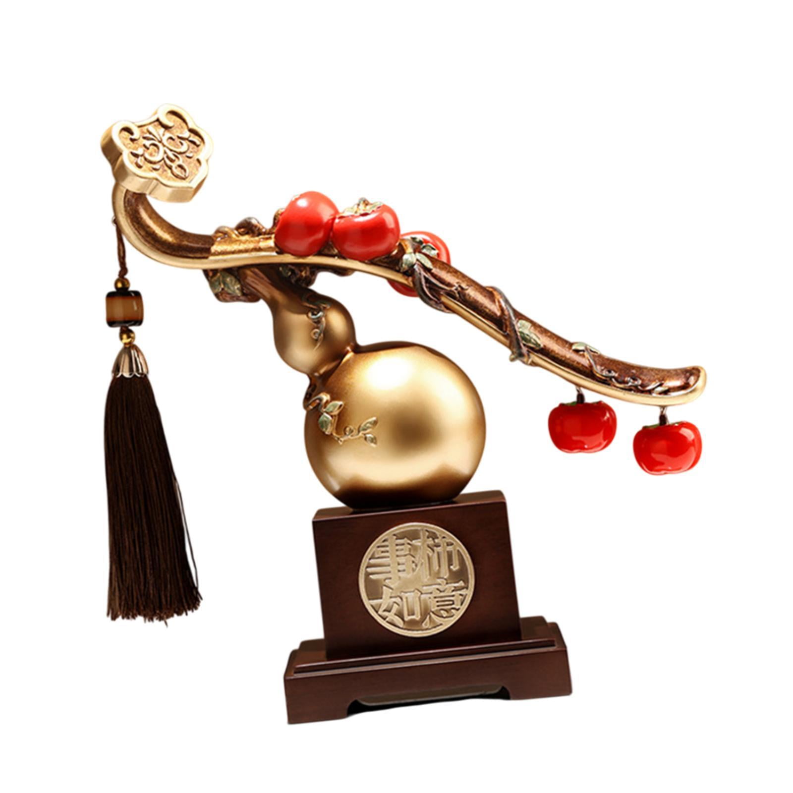 Fancyes Lucky Persimmon Resin Statue Feng Shui Ornament Cabinet Gourd ...