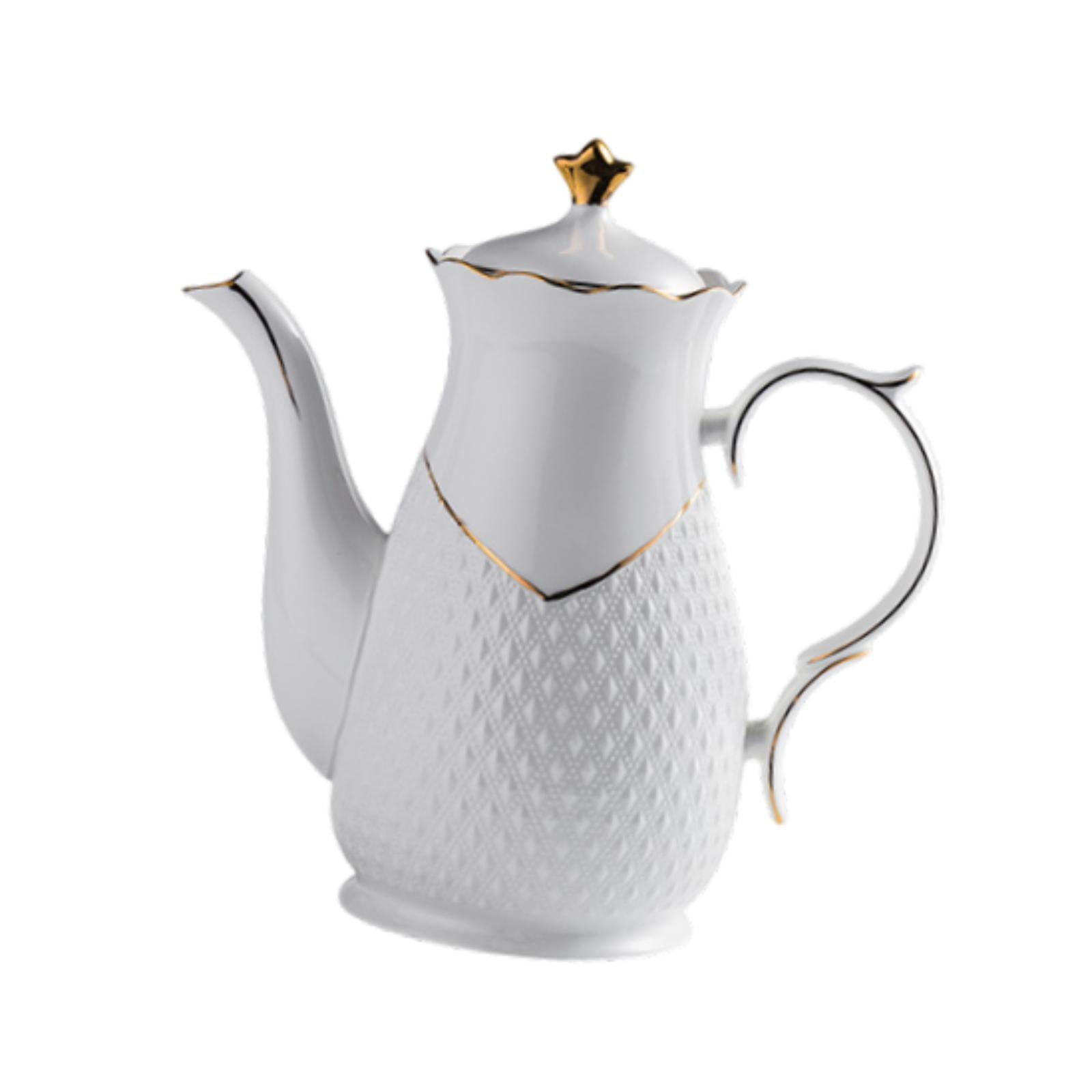 Fancyes Porcelain Coffee Pot Coffee Kettle 1.6L Retro with Handle ...