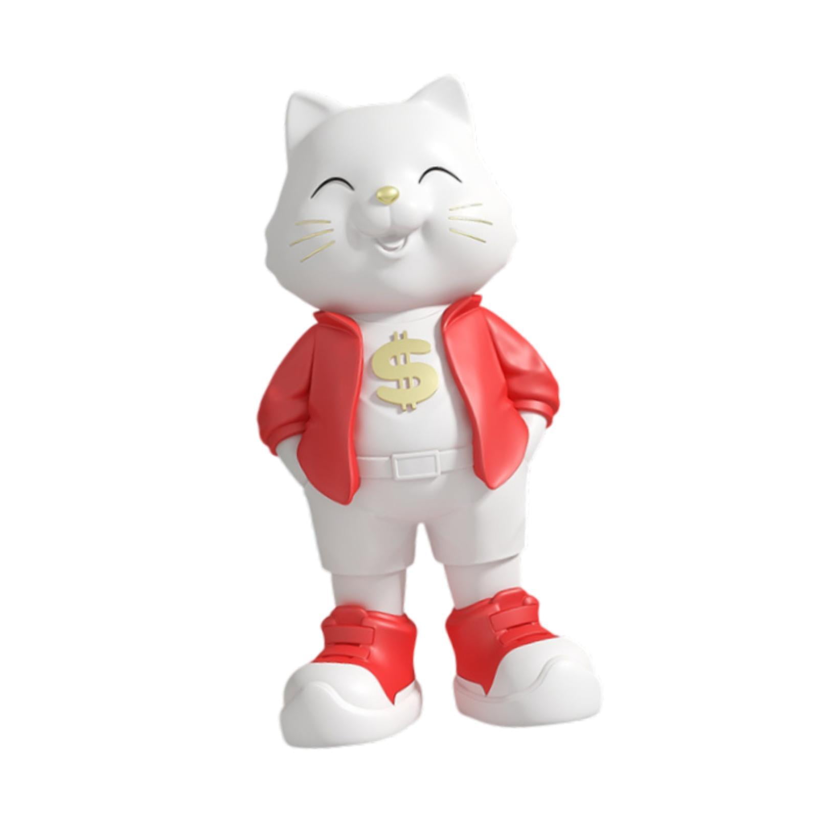 Fancyes Standing Cat Statue Decorative Figurine Craft Ideal Gift Modern ...