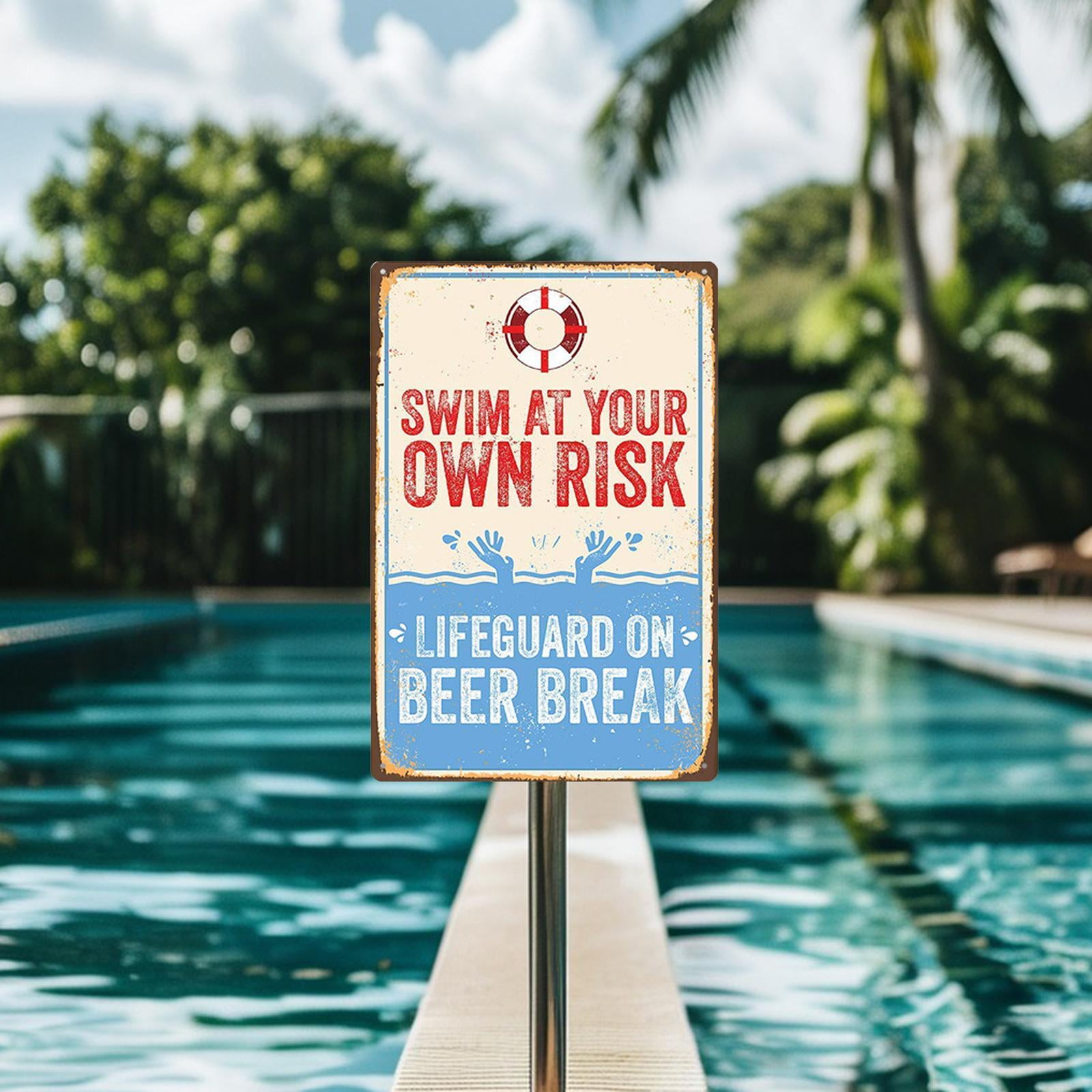 Fancyes Swim at Your Own Risk Tin Painting Metal Funny 7.87x11.81 ...