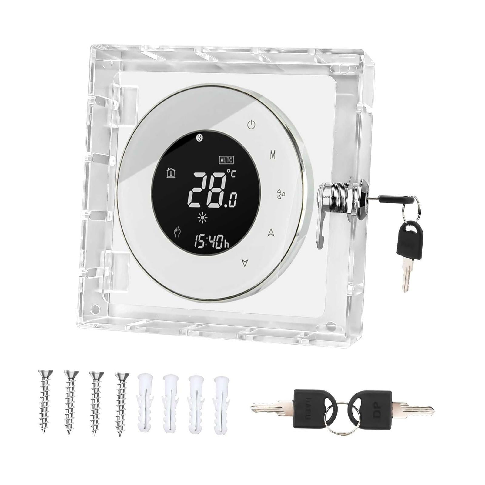 Fancyes Thermostat Lock Box Cover, with 2 Key Clear Acrylic Thermostat ...