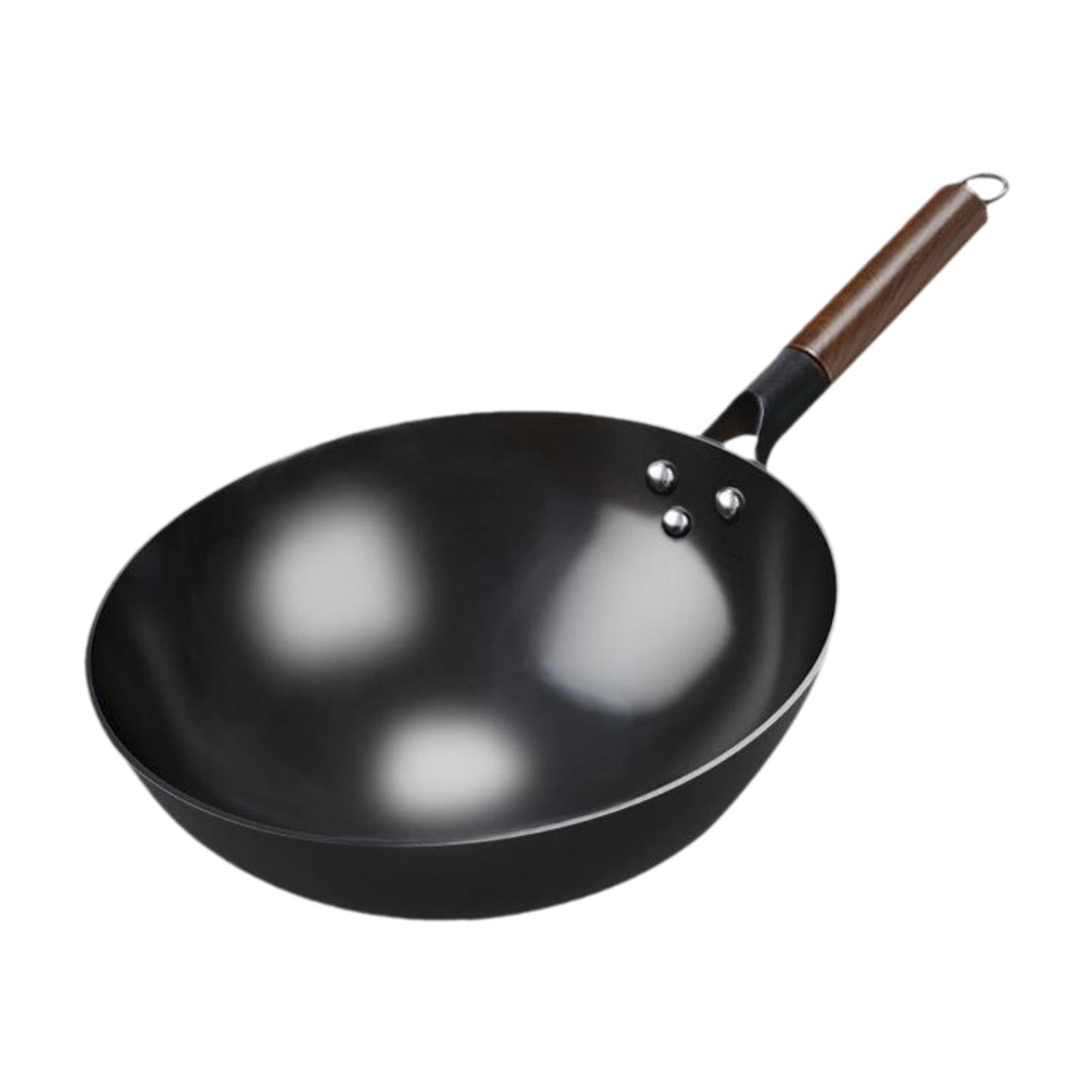 Fancyes Wok Pan Chinese Wok with Wooden Handle Traditional Boiling ...