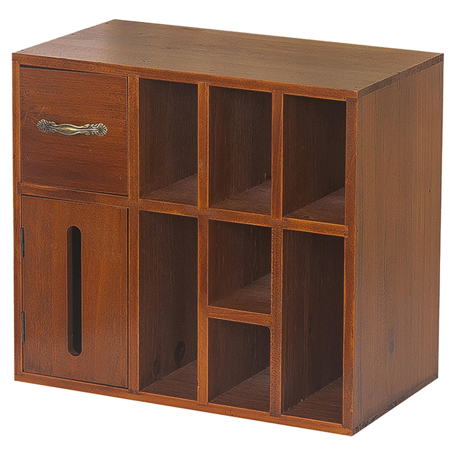 Fancyes Wooden Storage Cabinet Mug Organizer with Tissue Box Double ...