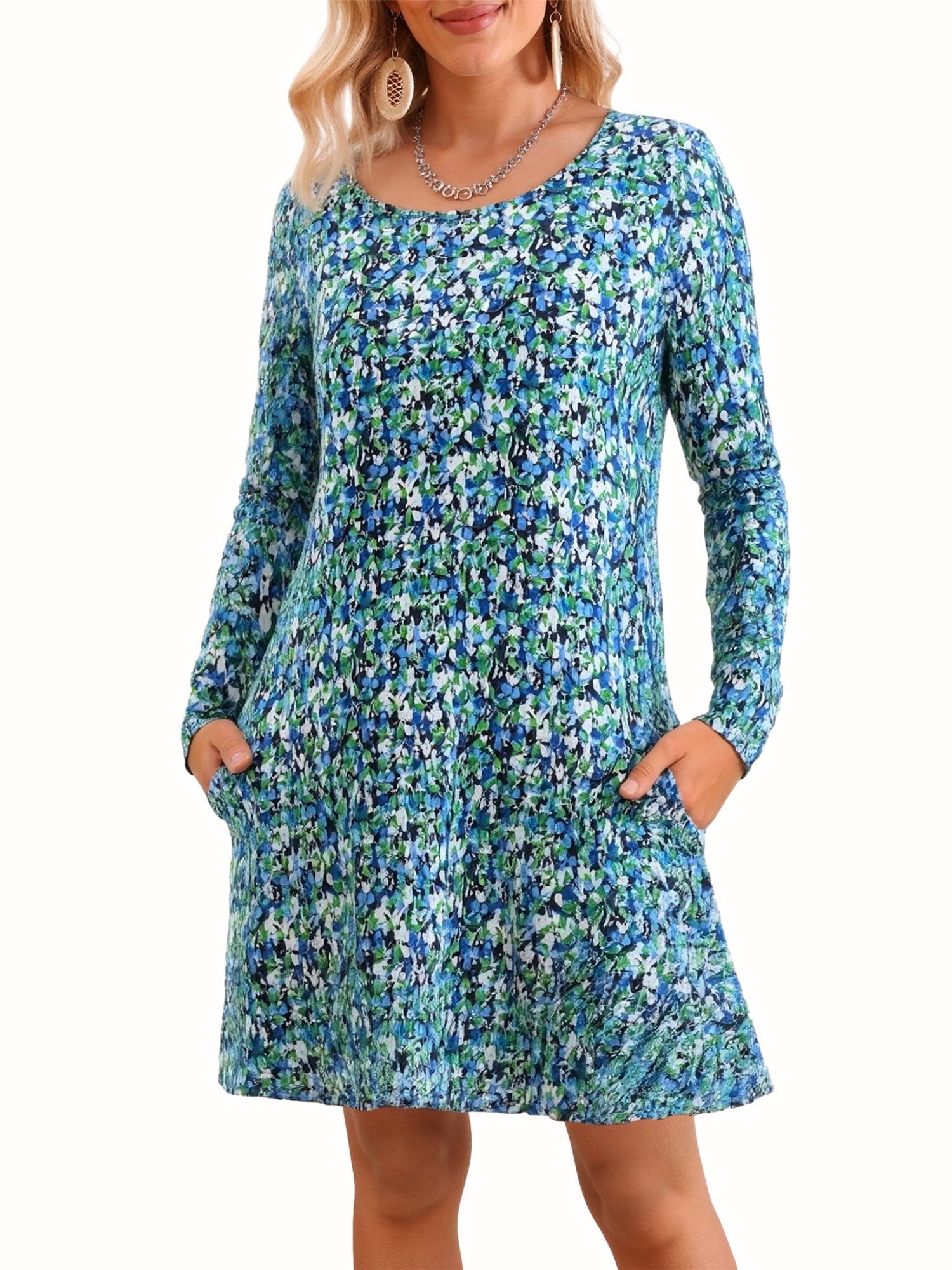 Fancyglim Dresses for Women Long Sleeve Casual Dress Loose T-Shirt ...