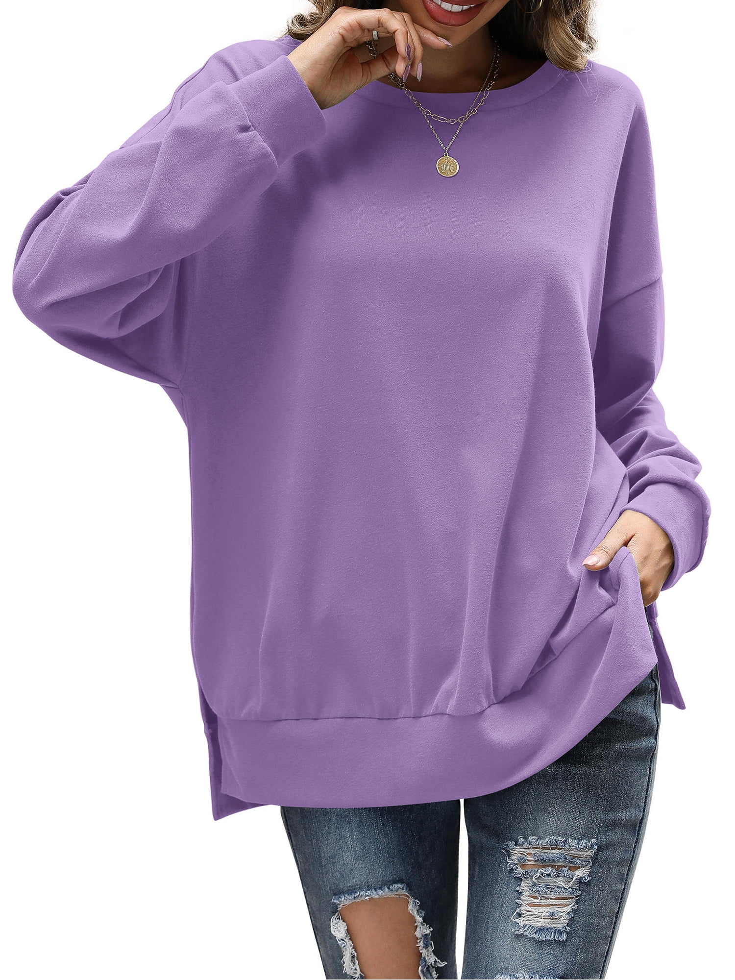 Fancyglim Plus Size Sweatshirts for Women Crew Neck Long Sleeve ...