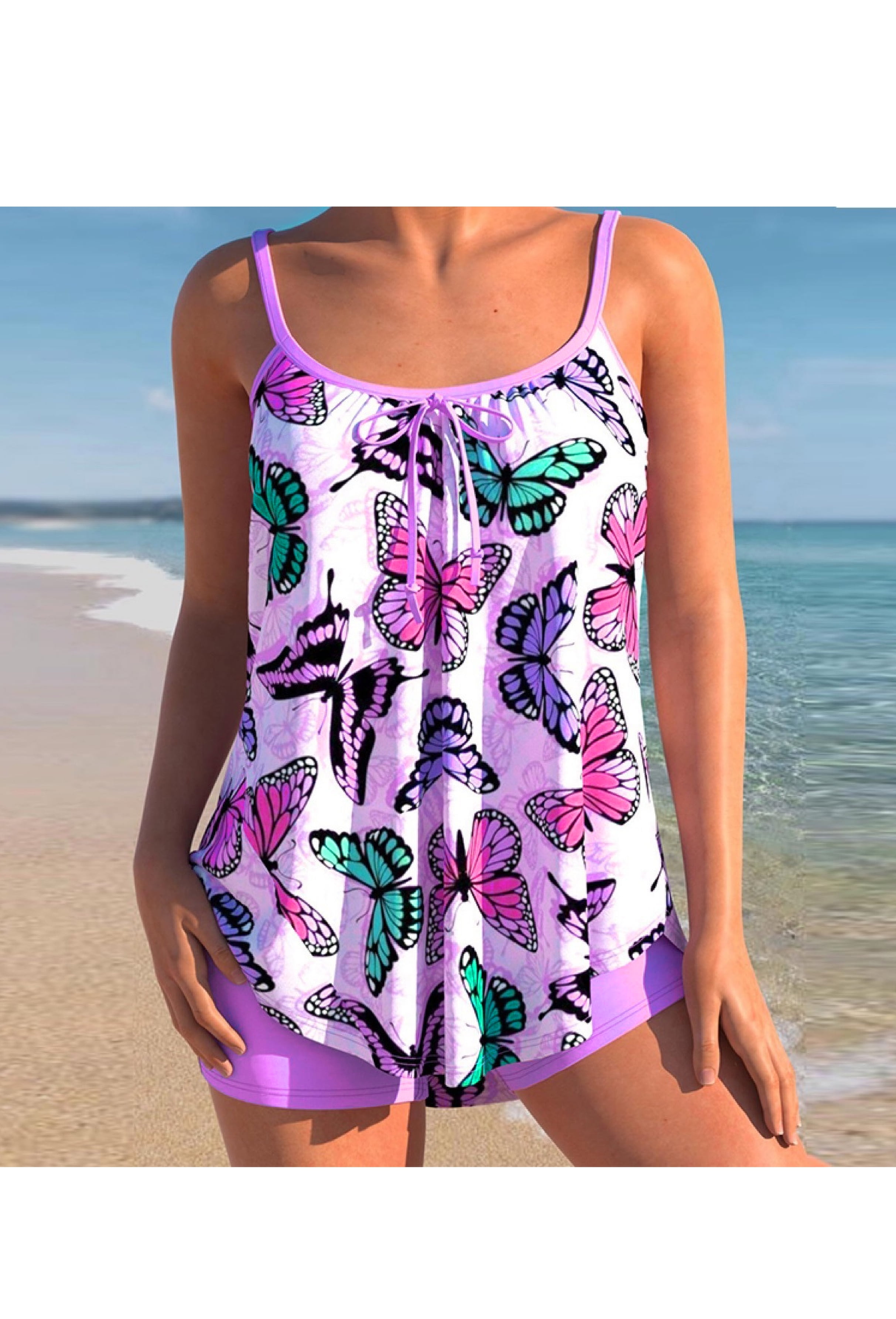 Fancyglim Swimsuits for Women 2pcs Bathing Suits Tankini Sets Swim Top ...