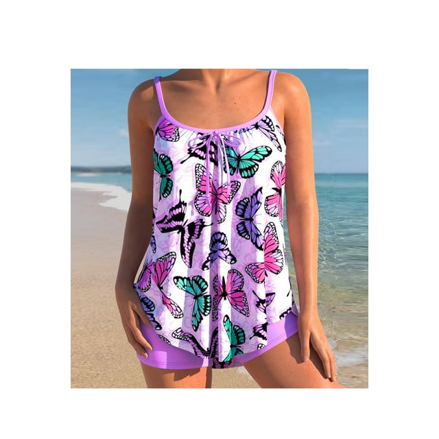 Fancyglim Tankini Swimsuits for Women Loose Fit Printed Modest 2 Piece ...
