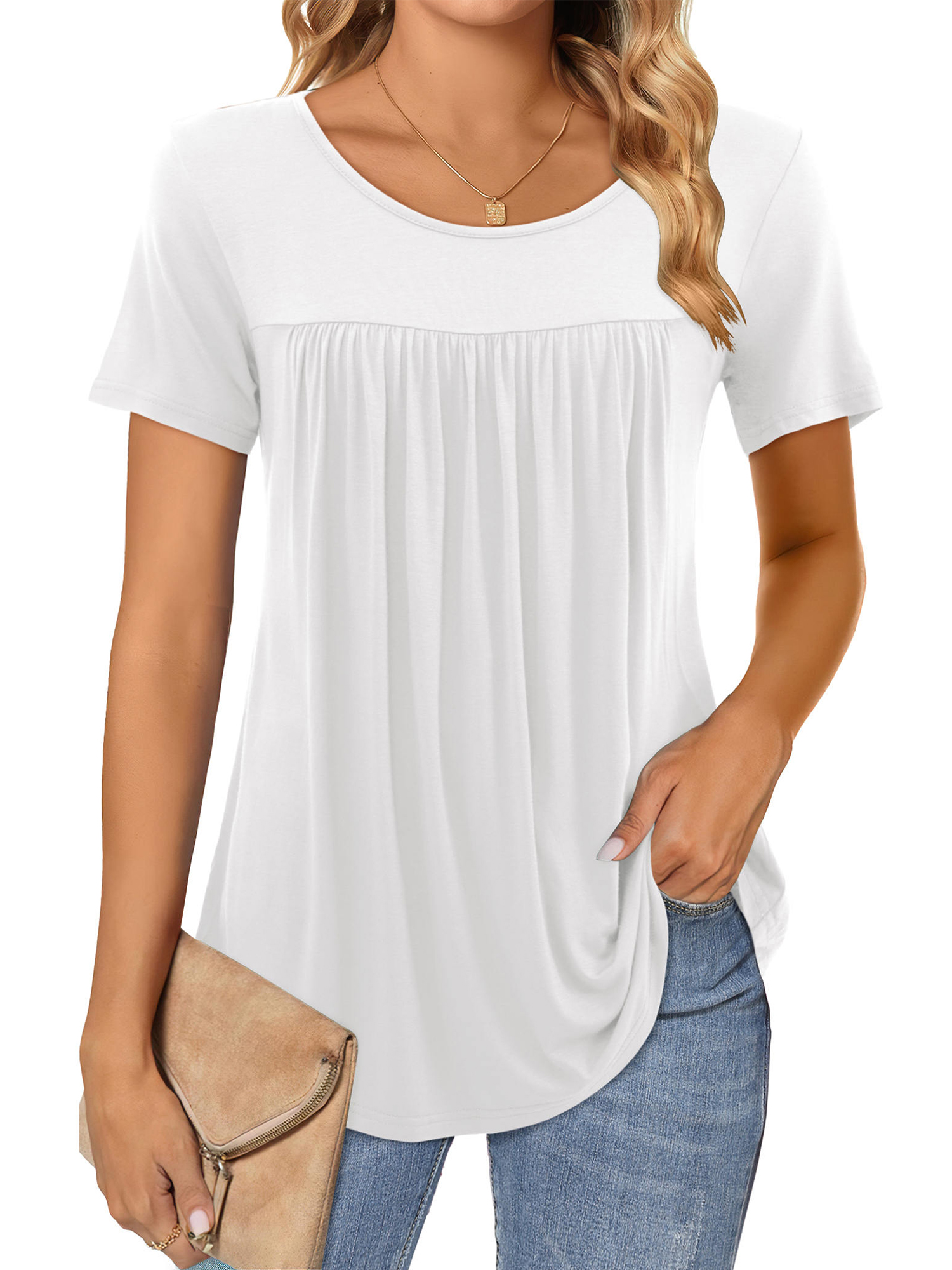 White Mark Women's Solid Color Tunic Top - Walmart.com