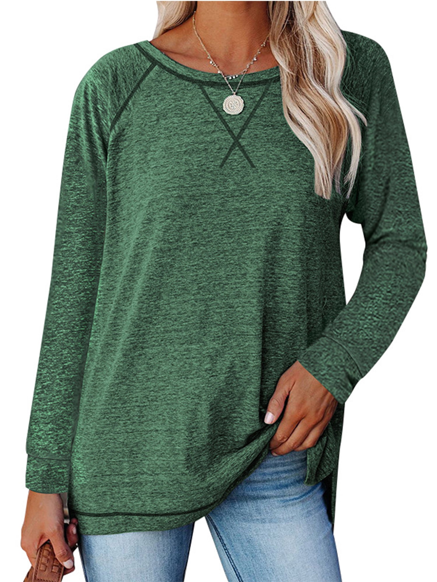 Fancyglim Sweatshirt for Women Long Sleeve Shirt Loose Crew Neck Tunic ...