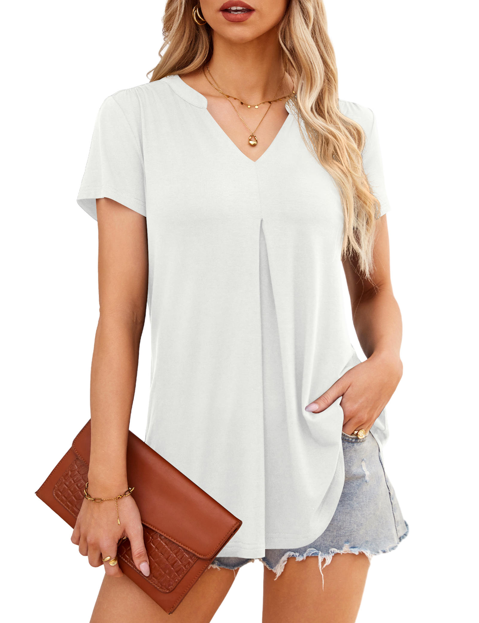 SUNSIOM Women Retro V Neck Long Sleeve Casual Loose Baggy Tunic Tops ...