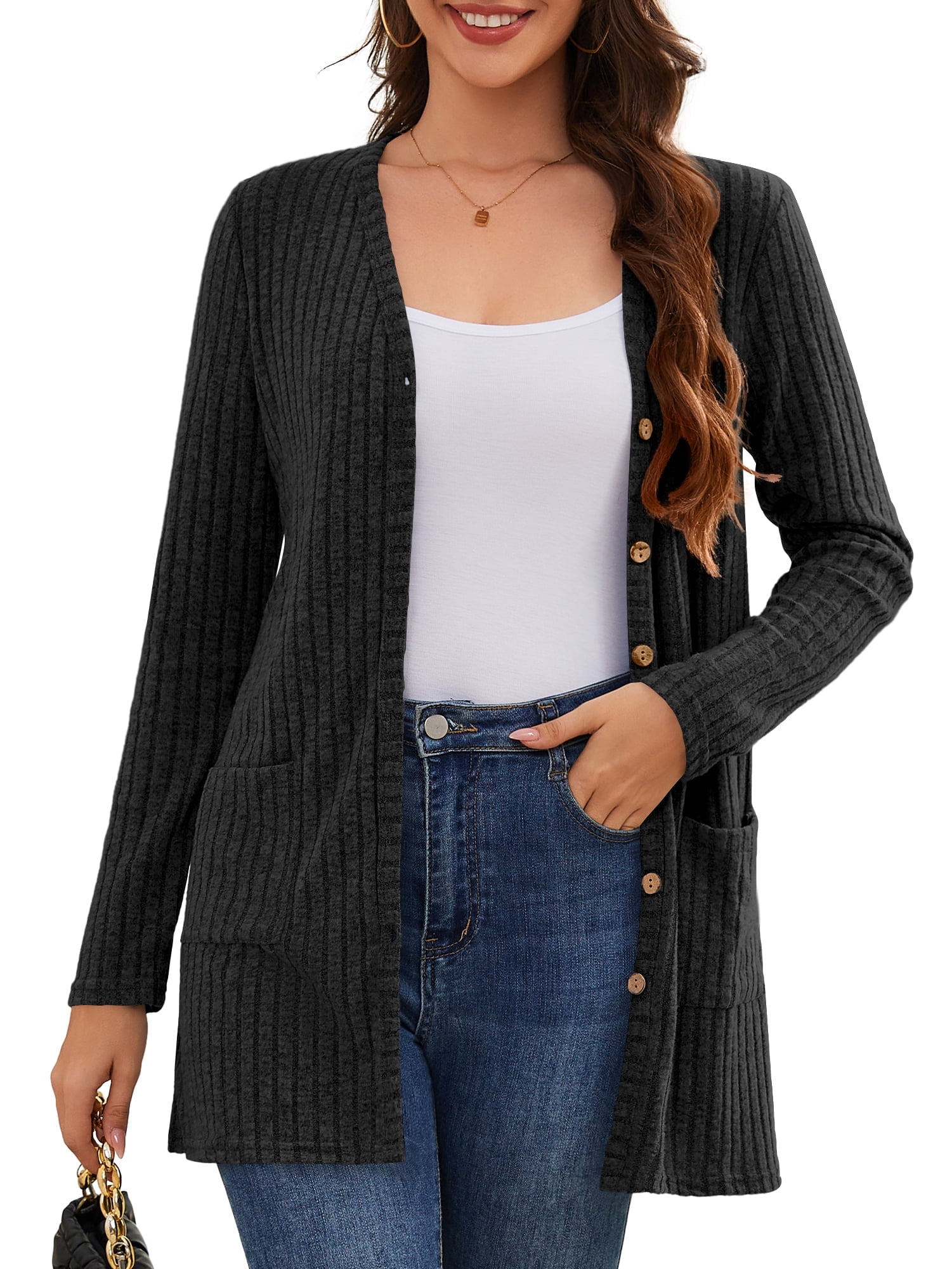 Fancyglim Women's Cardigan Lightweight Soft Knit Fall Sweater Blue ...