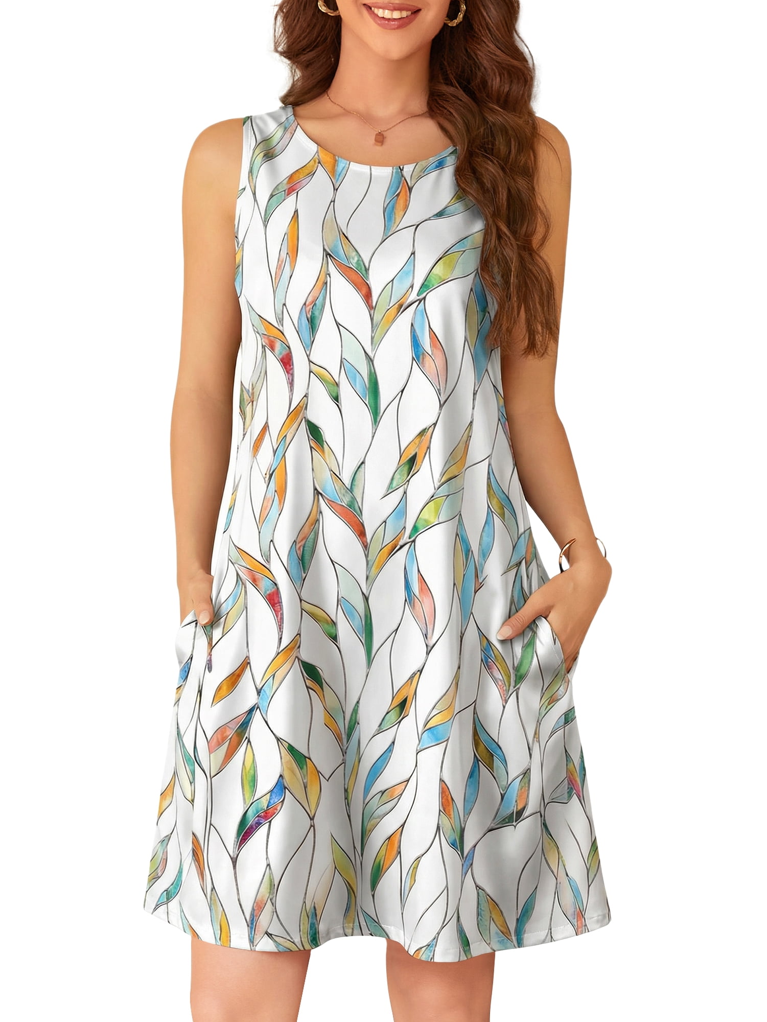Fancyglim Women's Summer Dresses Casual Sleeveless Beach Sundress ...