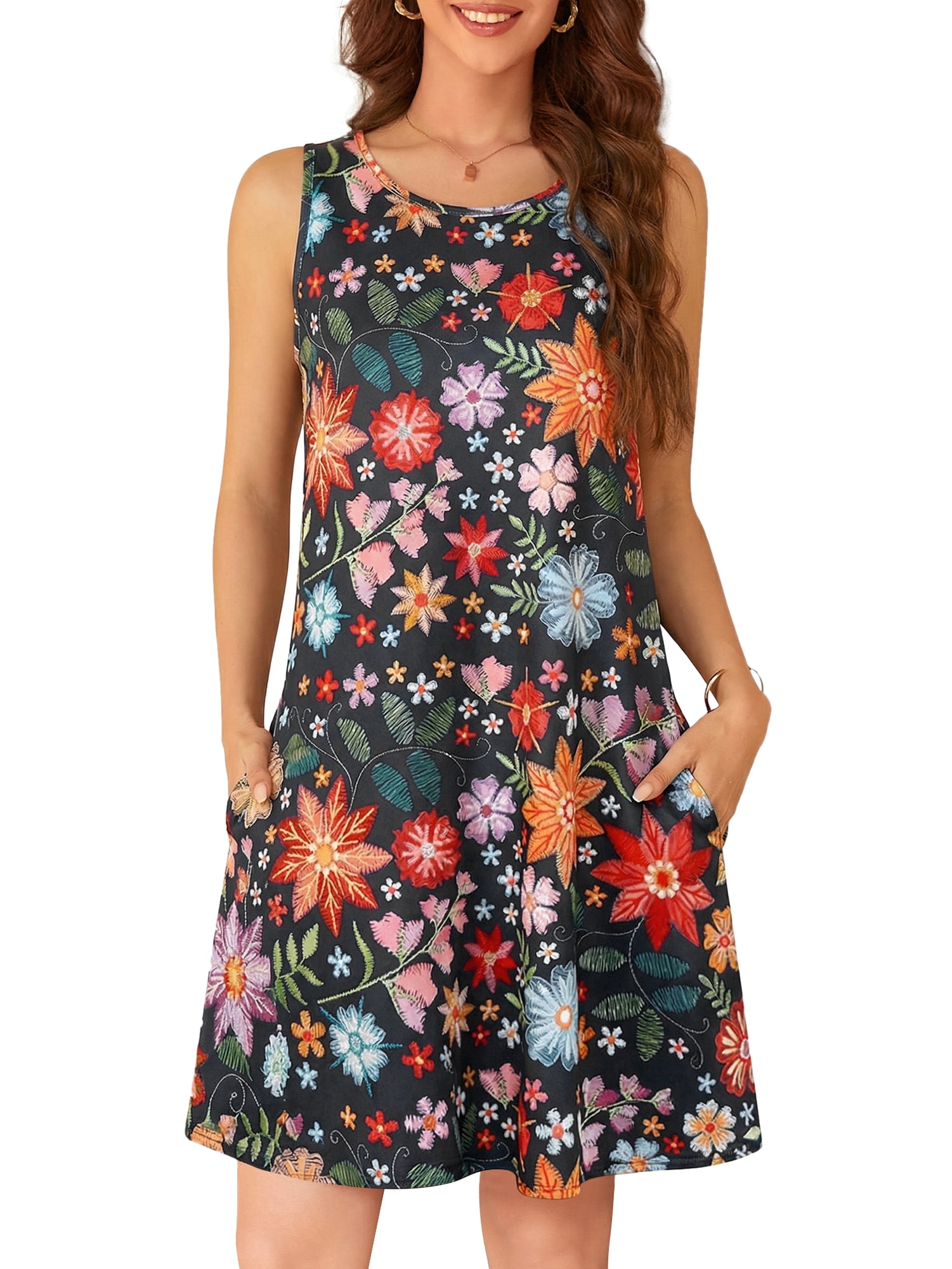 Fancyglim Women's Summer Dresses Casual Sleeveless Beach Sundress ...