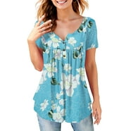 INSPIRE CHIC Women's Floral Blouse Short Cap Sleeve Chiffon Casual ...