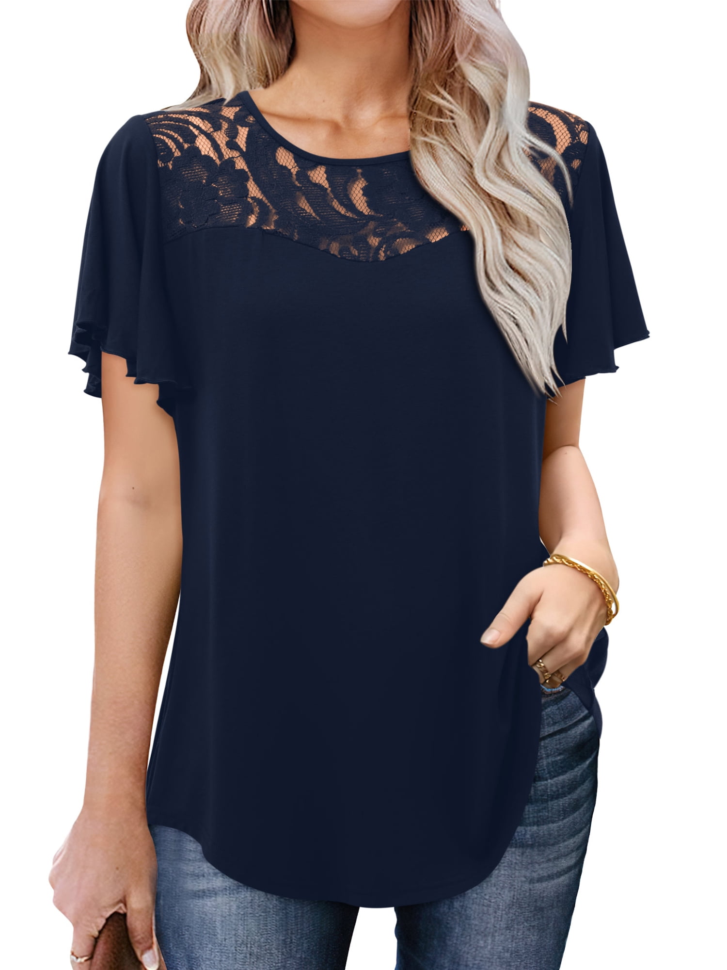 Fancyglim Womens Long Shirt Short Sleeve Casual Lightweight Pleated ...