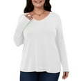 Fancyglim Womens Plus Size Long Sleeve Tops Basic V Neck T Shirts White 2XL - Walmart.com