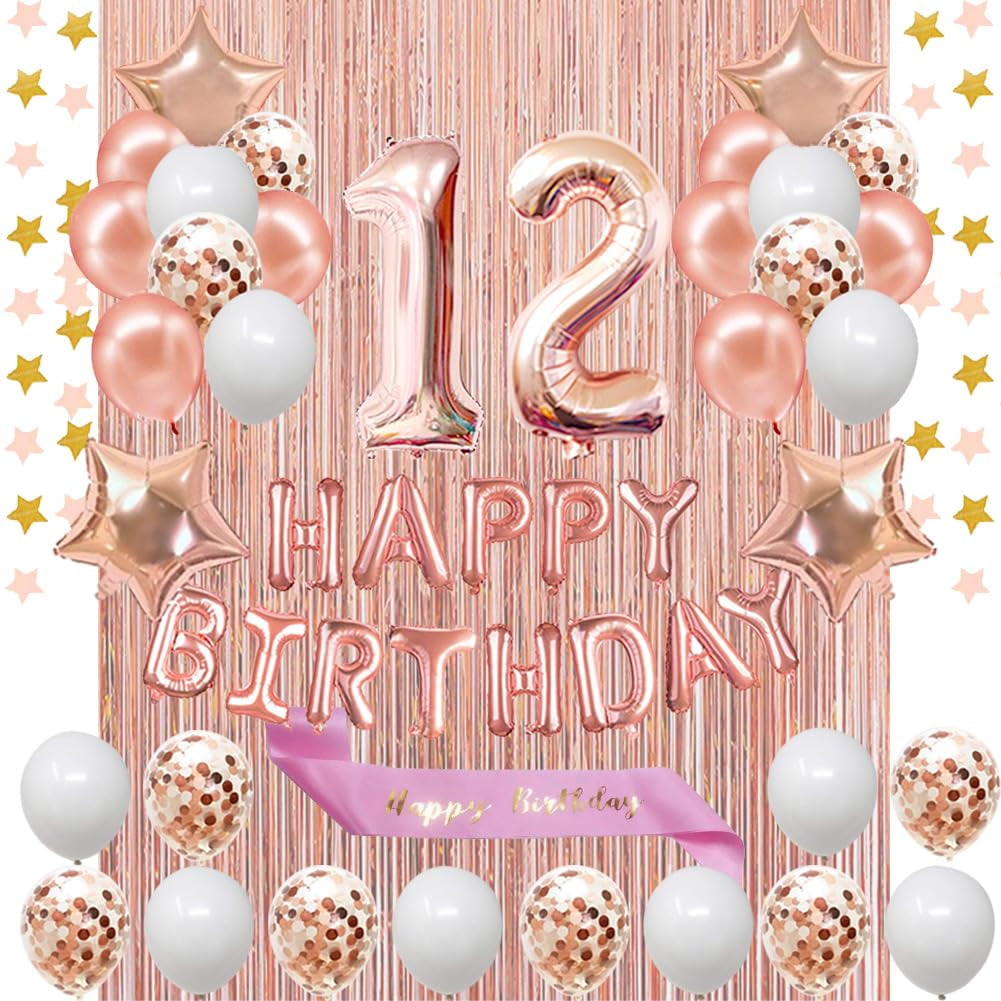 Fancypartyshop 12th Birthday Decorations - Rose ZLK1 Gold Happy ...