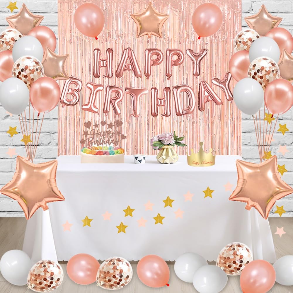 Fancypartyshop 35th Birthday AJH3 Decorations - Rose Gold Happy ...