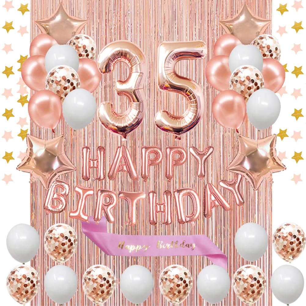 Fancypartyshop 35th BirthdayTRDN Decorations - Rose Gold Happy Birthday ...