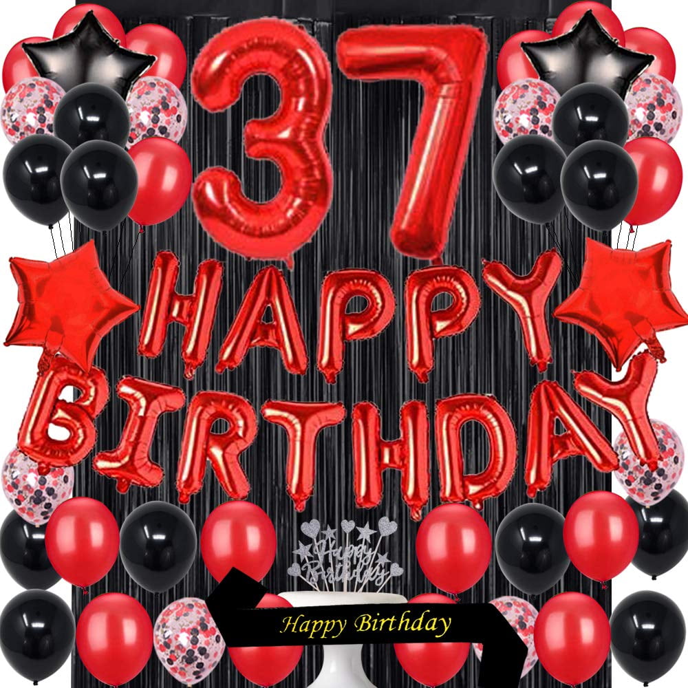 Fancypartyshop 37TH Birthday Party Decorations Supplies BSL1 Red Black ...