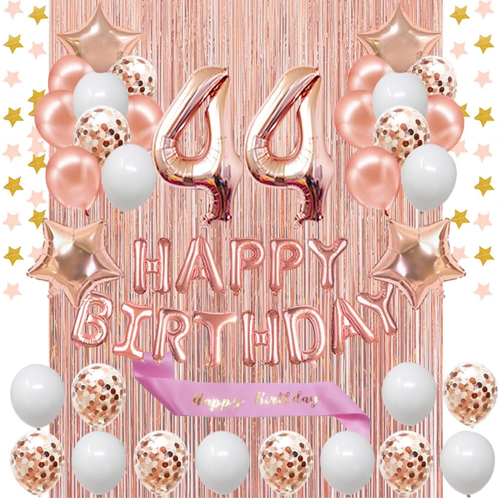 Fancypartyshop 44th Birthday Decorations - Rose Gold Happy Birthday ...