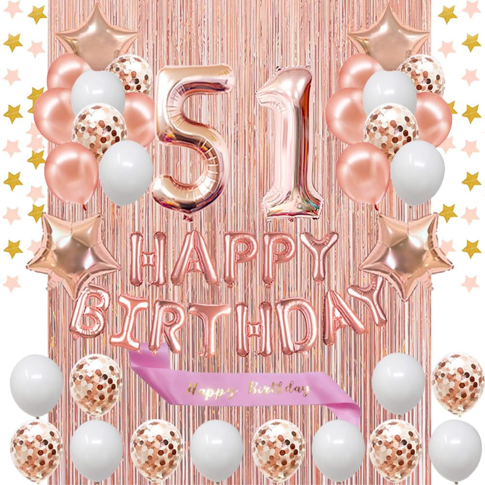 Fancypartyshop 51st Birthday Decorations IFF17 - Rose Gold Happy ...