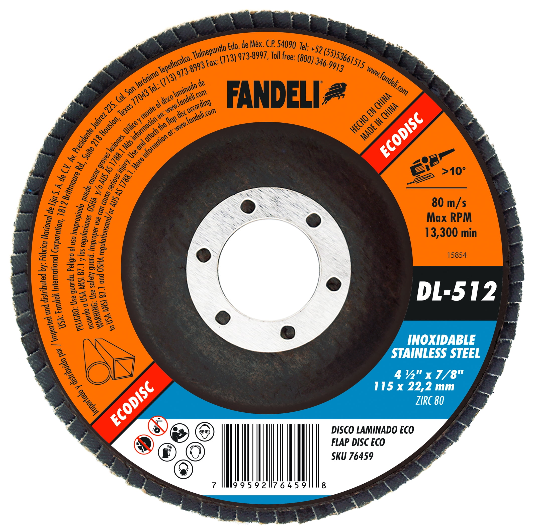 Fandeli Flap Disc - 80 Grit Sanding Grinding Wheel (Pack of 5) - For ...