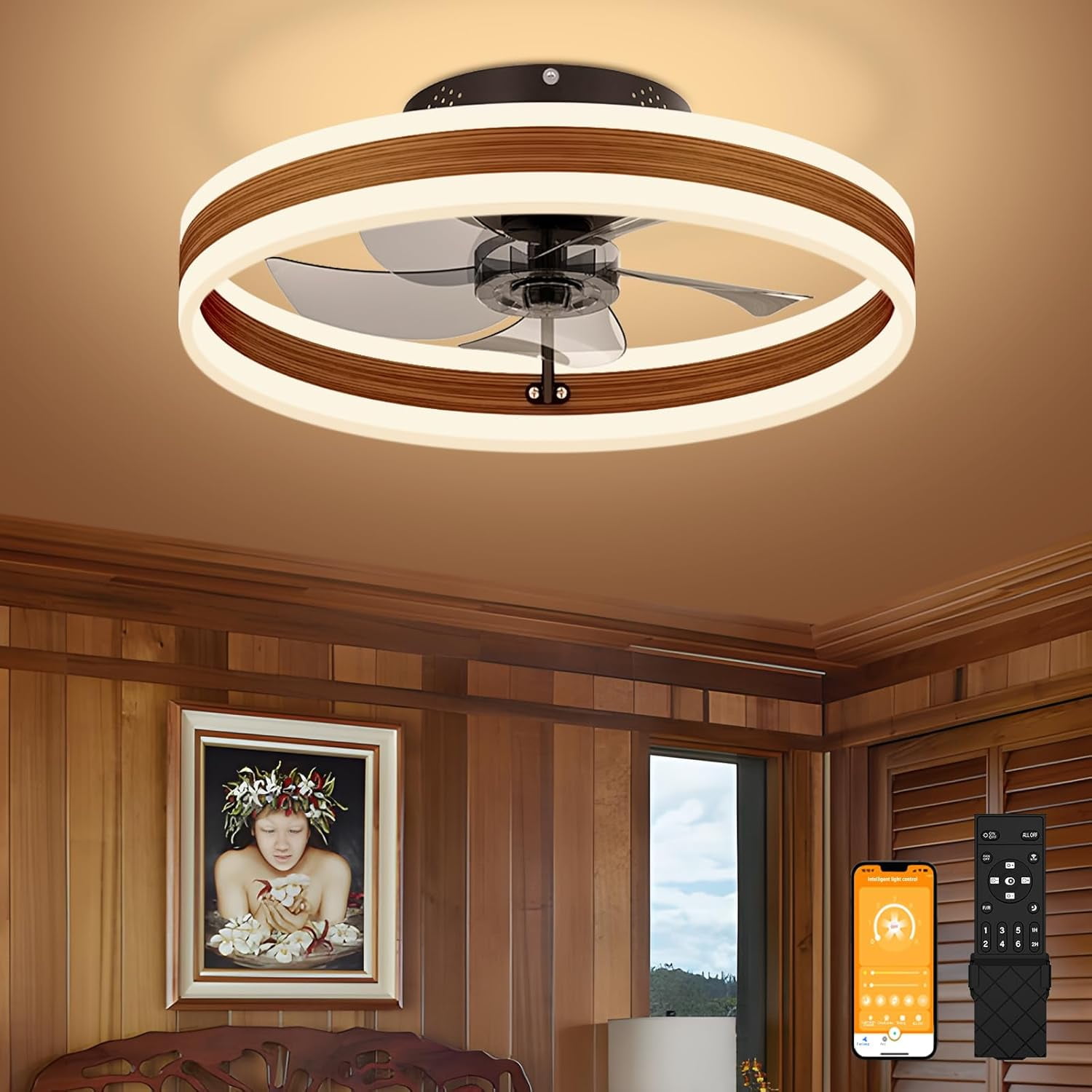 Fandelier Ceiling Fans with Lights and Remote, 15.7in Farmhouse Ceiling ...