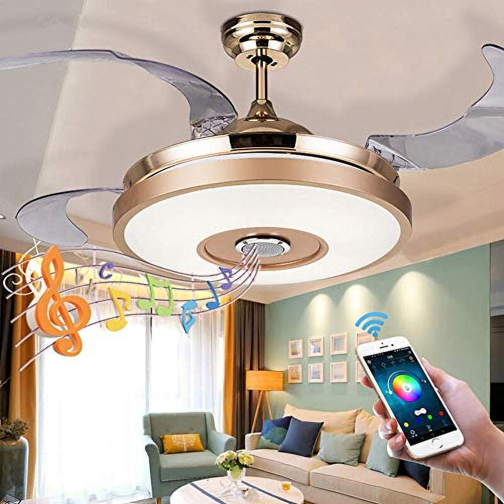 Fandian 36'' Modern Smart Ceiling Fans with Light, Bluetooth Speaker ...