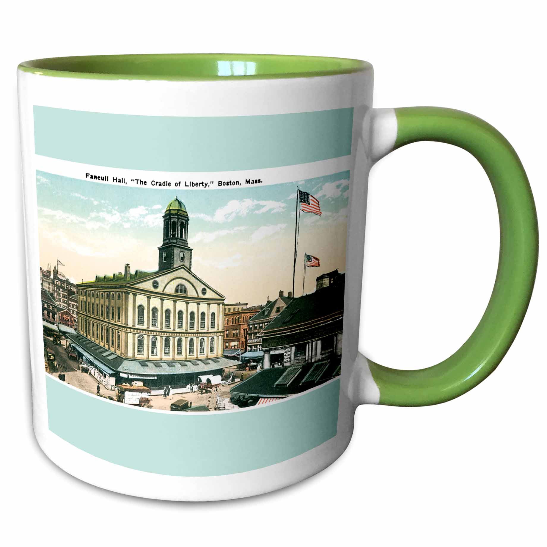 Faneull Hall, The Cradle of Liberty Boston Street Scene 11oz Two-Tone ...