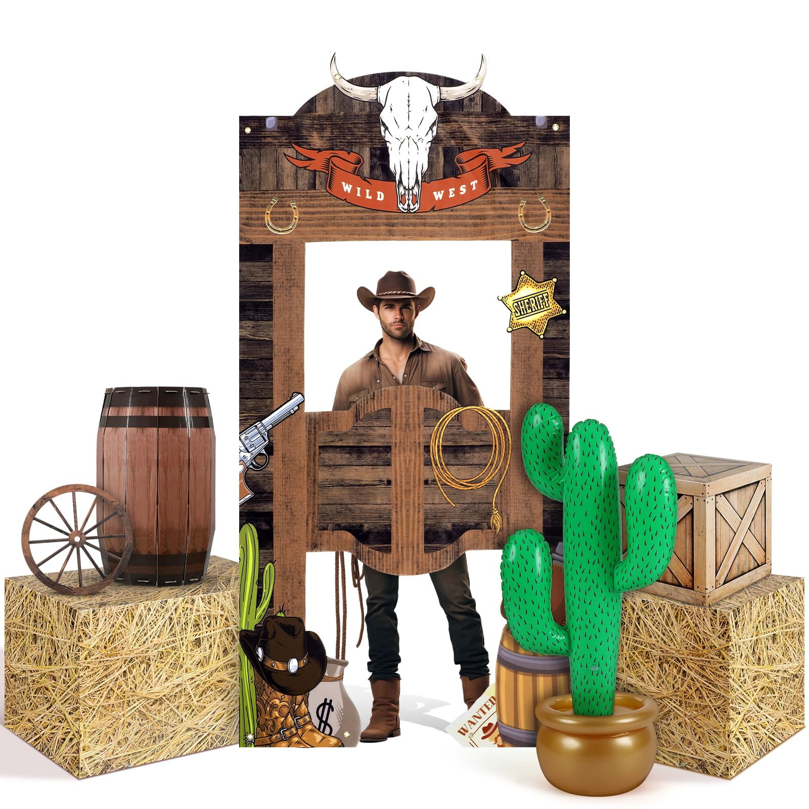 Fanfanwin 7 Pcs Western Cowboy Party AIS1 Supplies Decoration Hay Bales ...