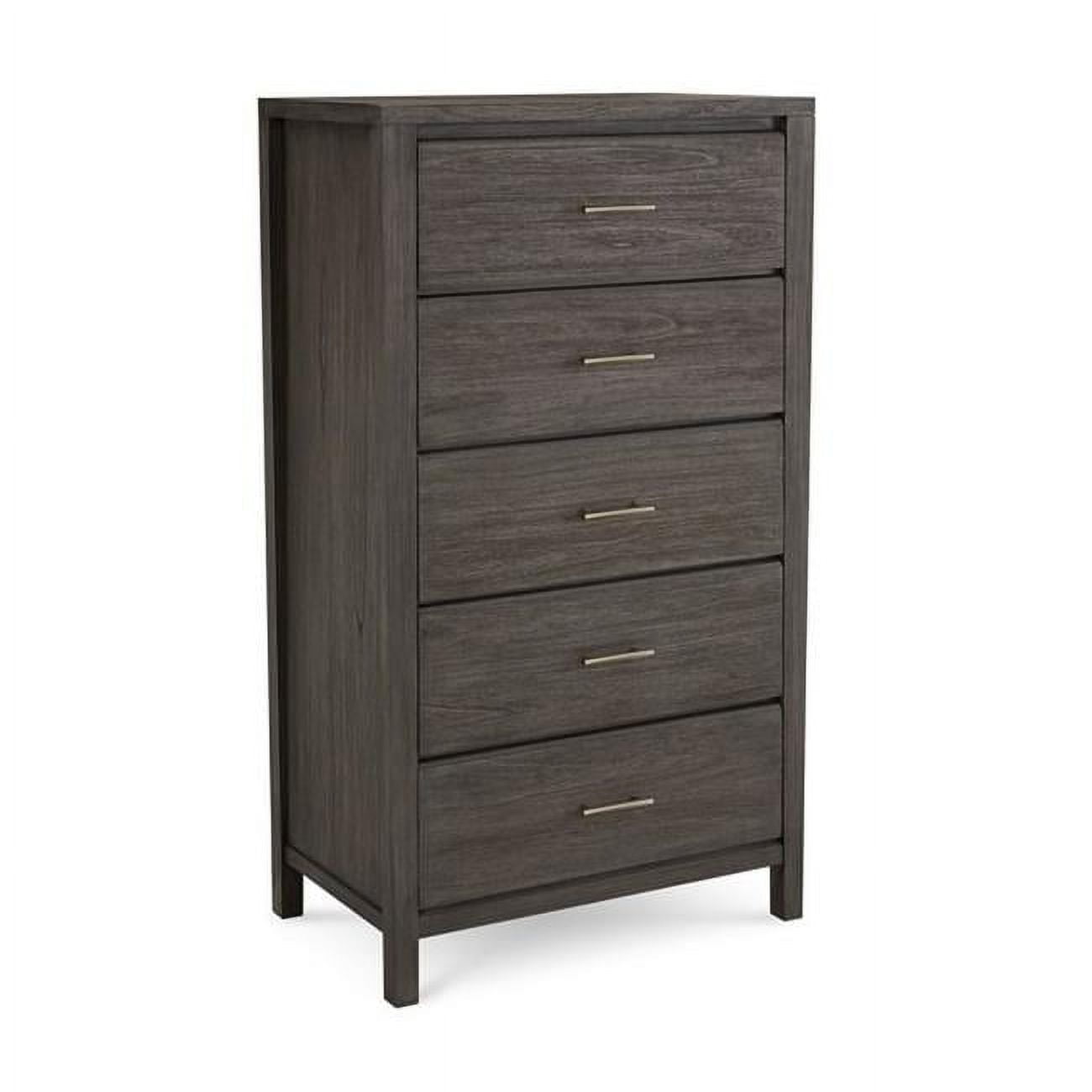 Fang 56 Inch Modern Tall Dresser Chest, 5 Gliding Drawers, Rustic Brown ...
