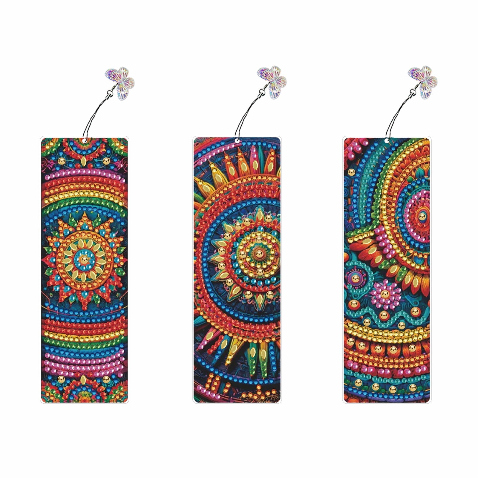 FangYYuan 3Pcs 5D Diamond Painting Bookmarks, DIY Bookmarks Diamond Art Kit, Diamond Art Crafts ...