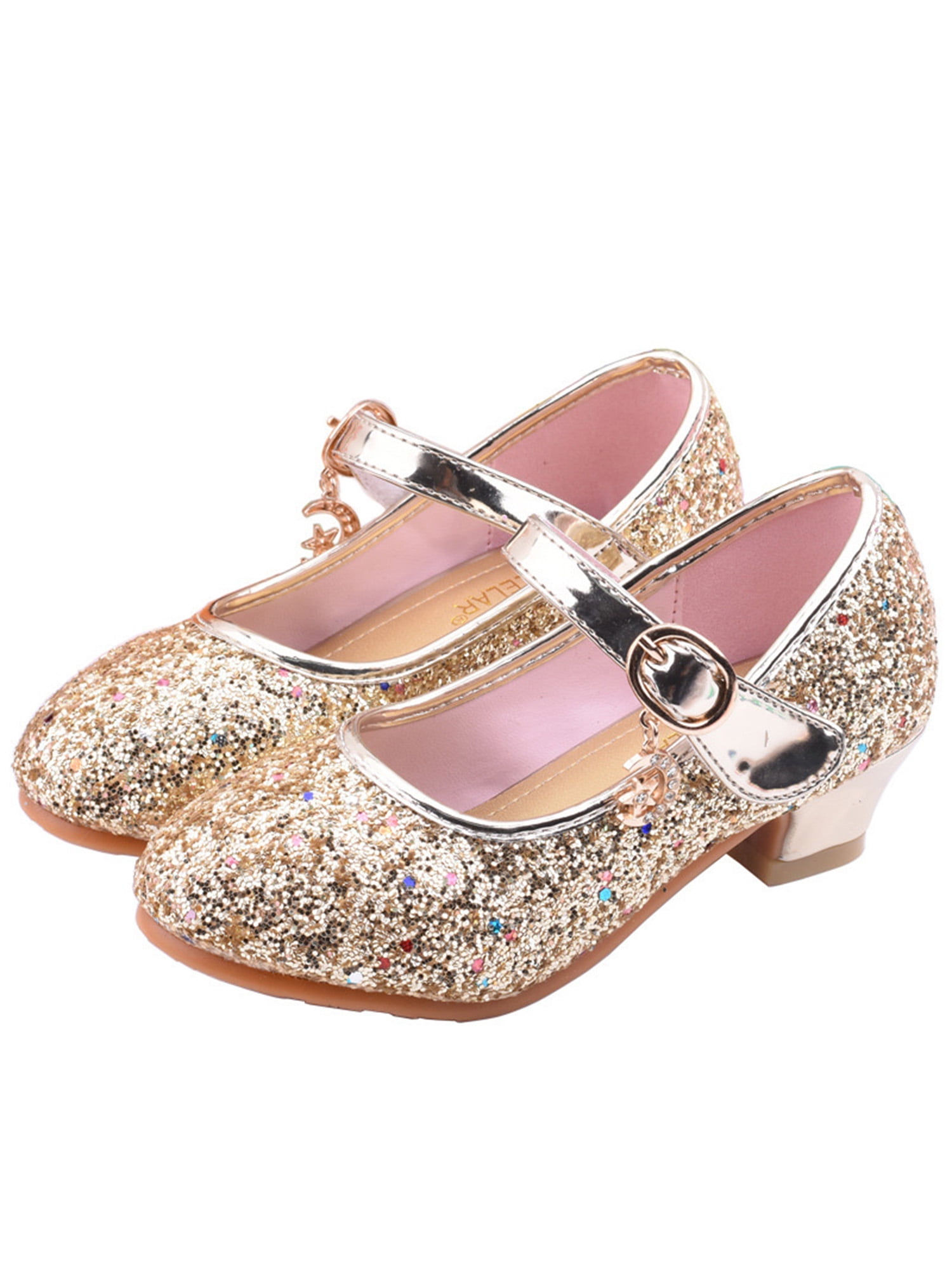 Fangasis Girls Cosplay Dress Wedding Party Shoes Glitter Sequins Low ...