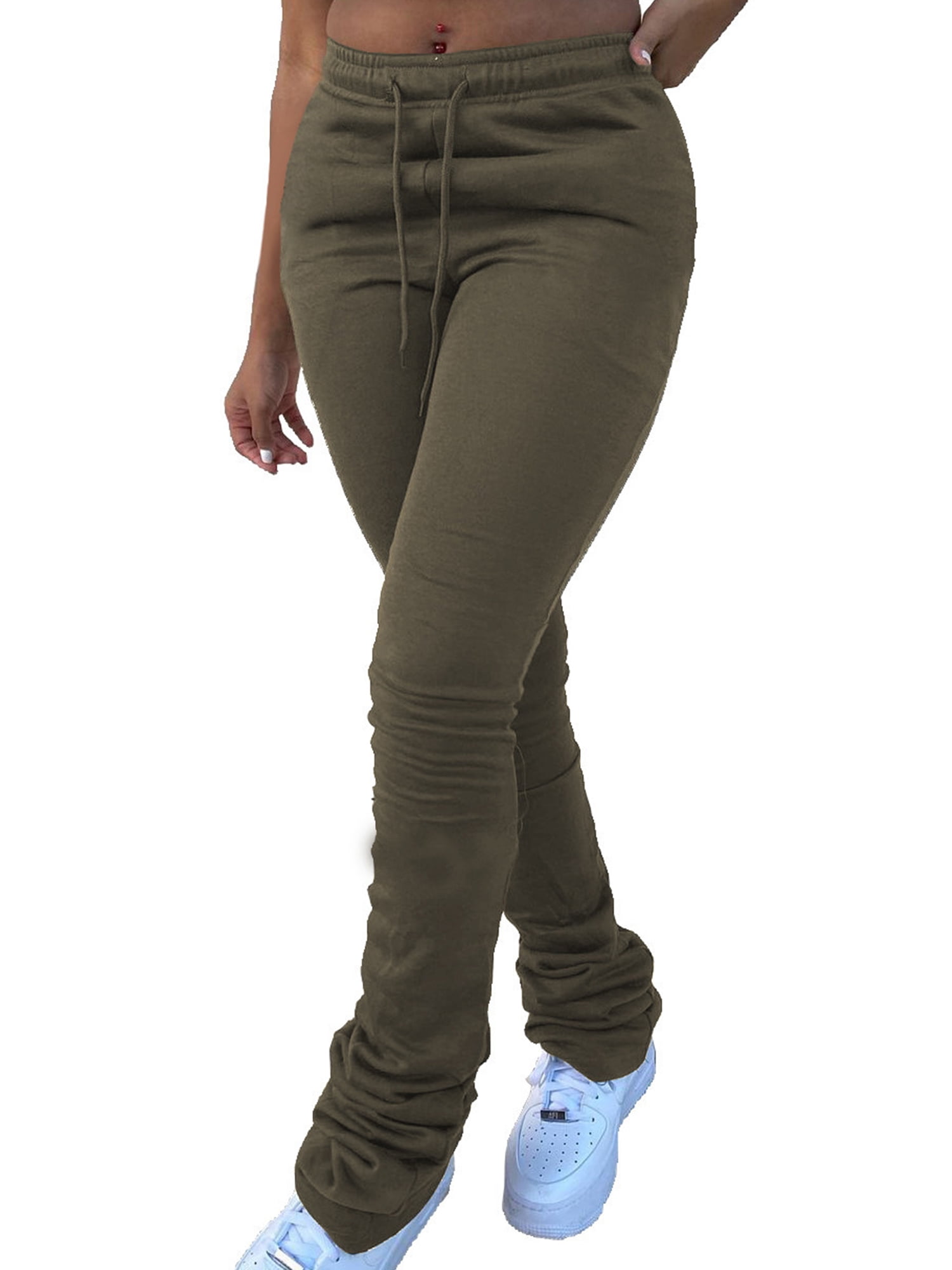 Fangasis Women Denim Pants Stars Printed Sweatpants High Waist Leggings ...