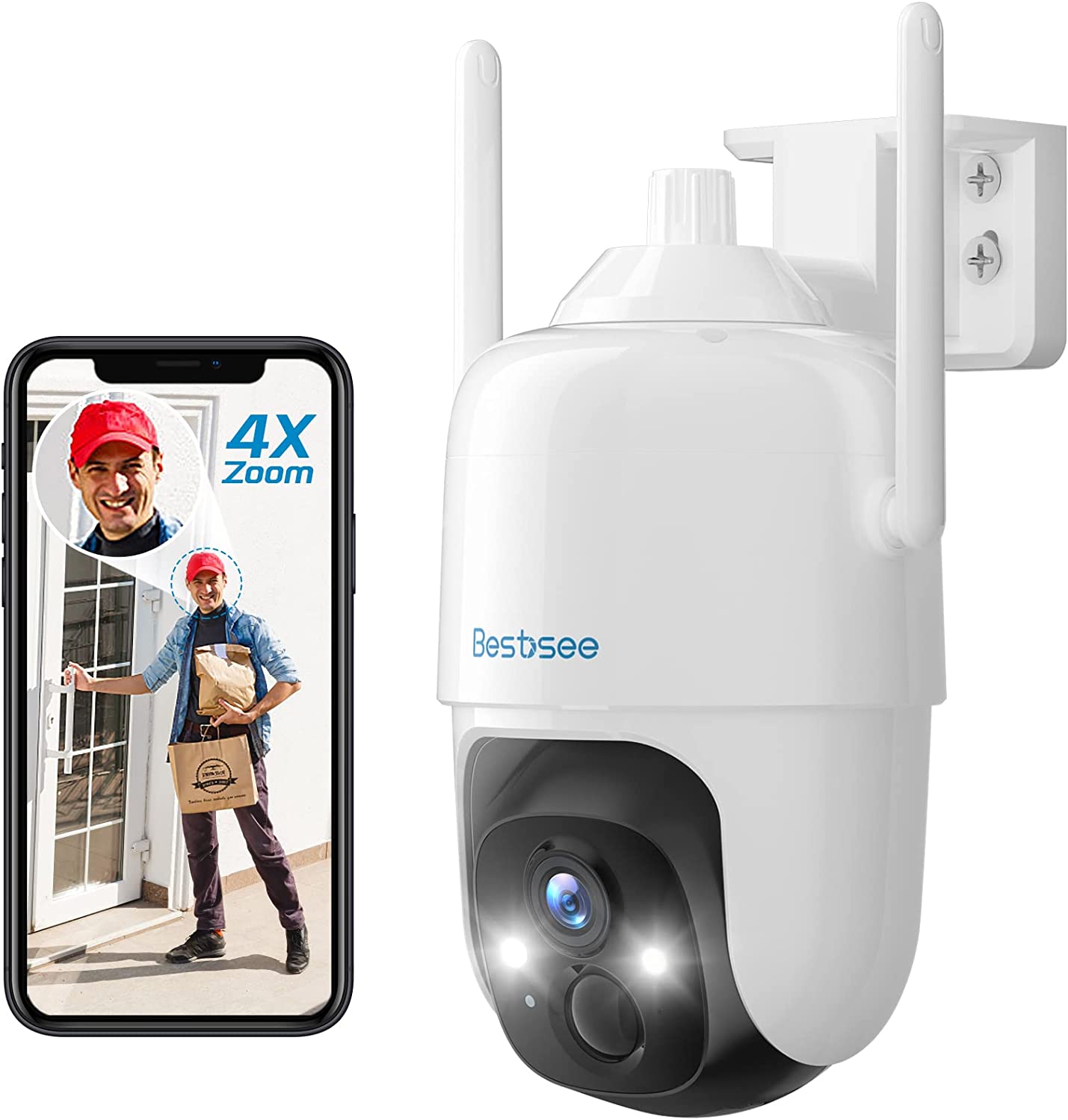 Fanger-Z Solar Security Camera Outdoor 2K 360° View PTZ 2.4G Wireless ...