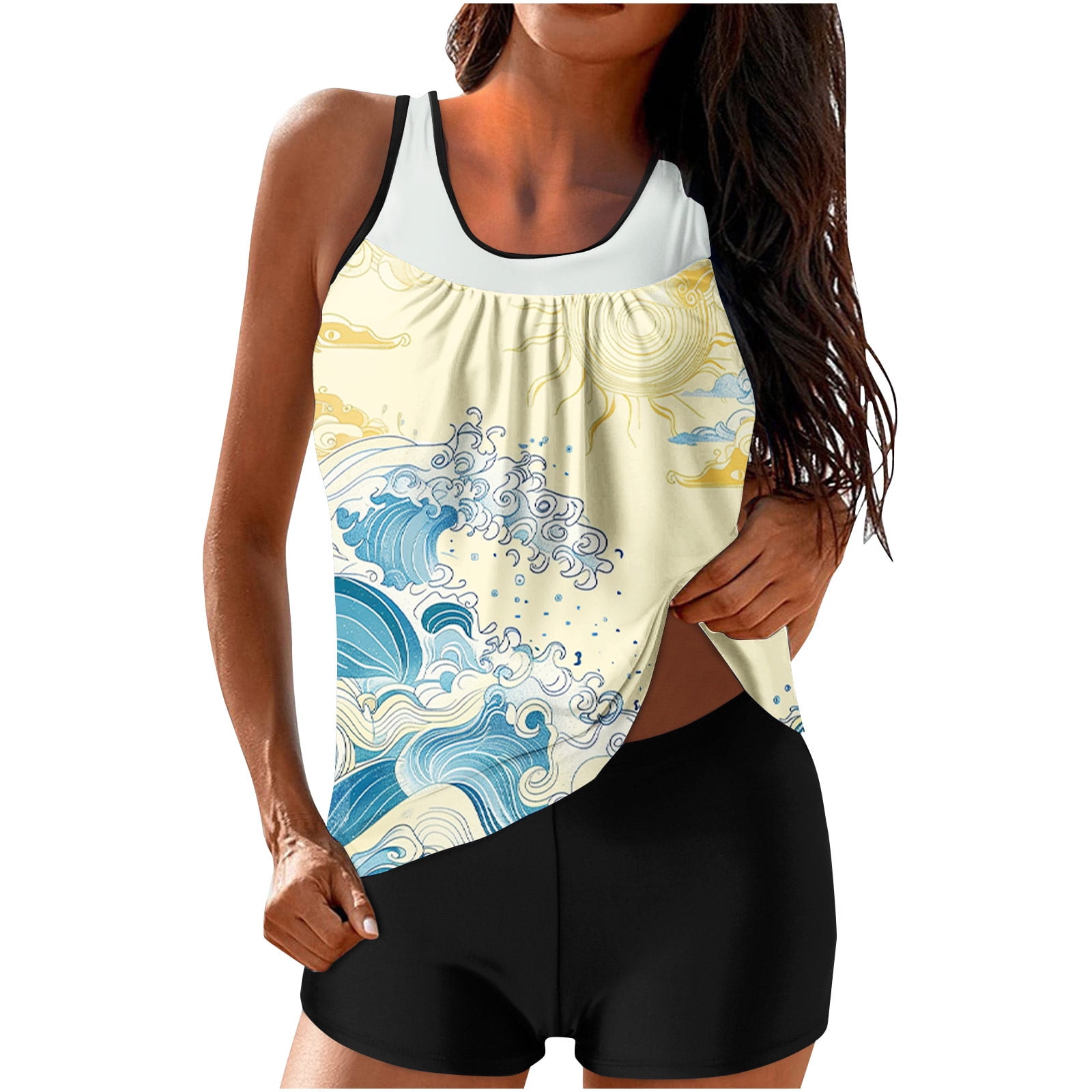 Fanggo Swimsuits for Curvy Women Tankini Metallic Bikini Set Womens ...
