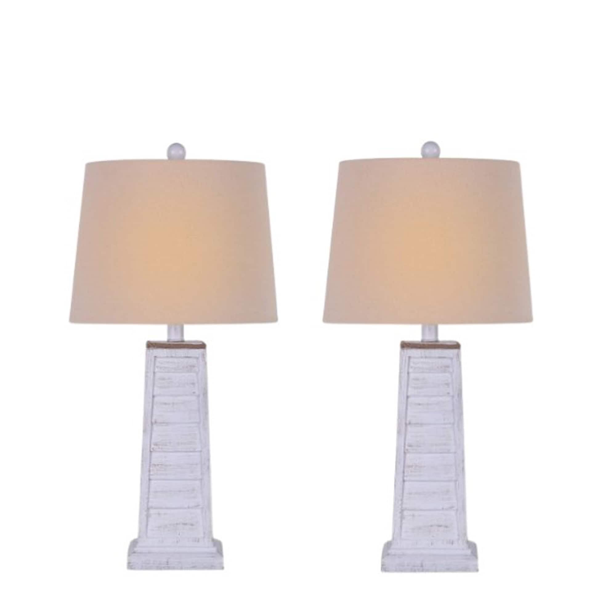 Fangio Lighting Pair of 25" Louvered Shutter Table Lamp w/Rope Trim and ...